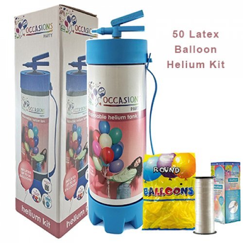 Helium Kit - 50 Balloons and Ribbons and Xtra Float