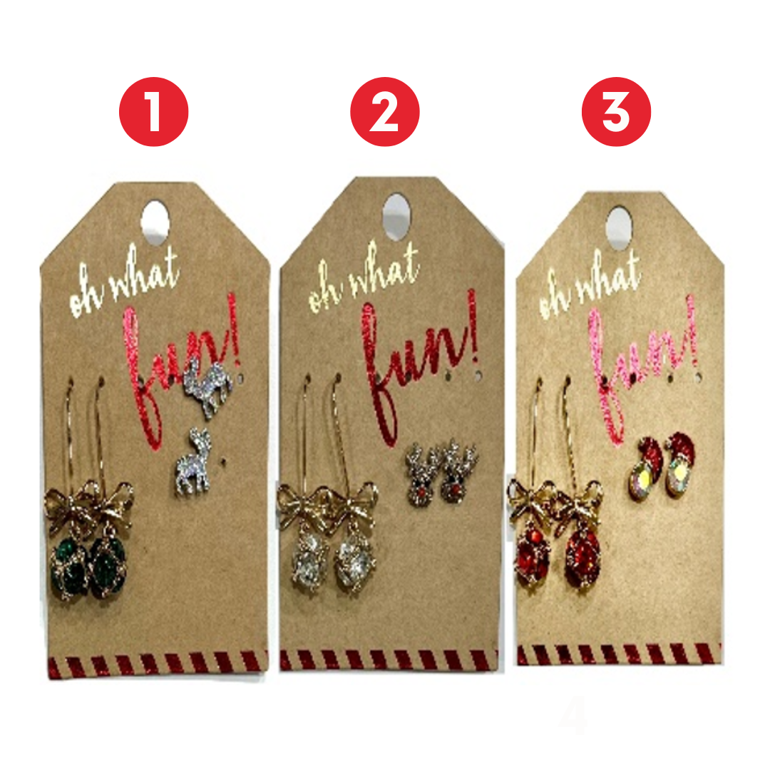 2 Pair Mini Diamante Cluster And Hanging Gem 3 Asstd Packs New Range