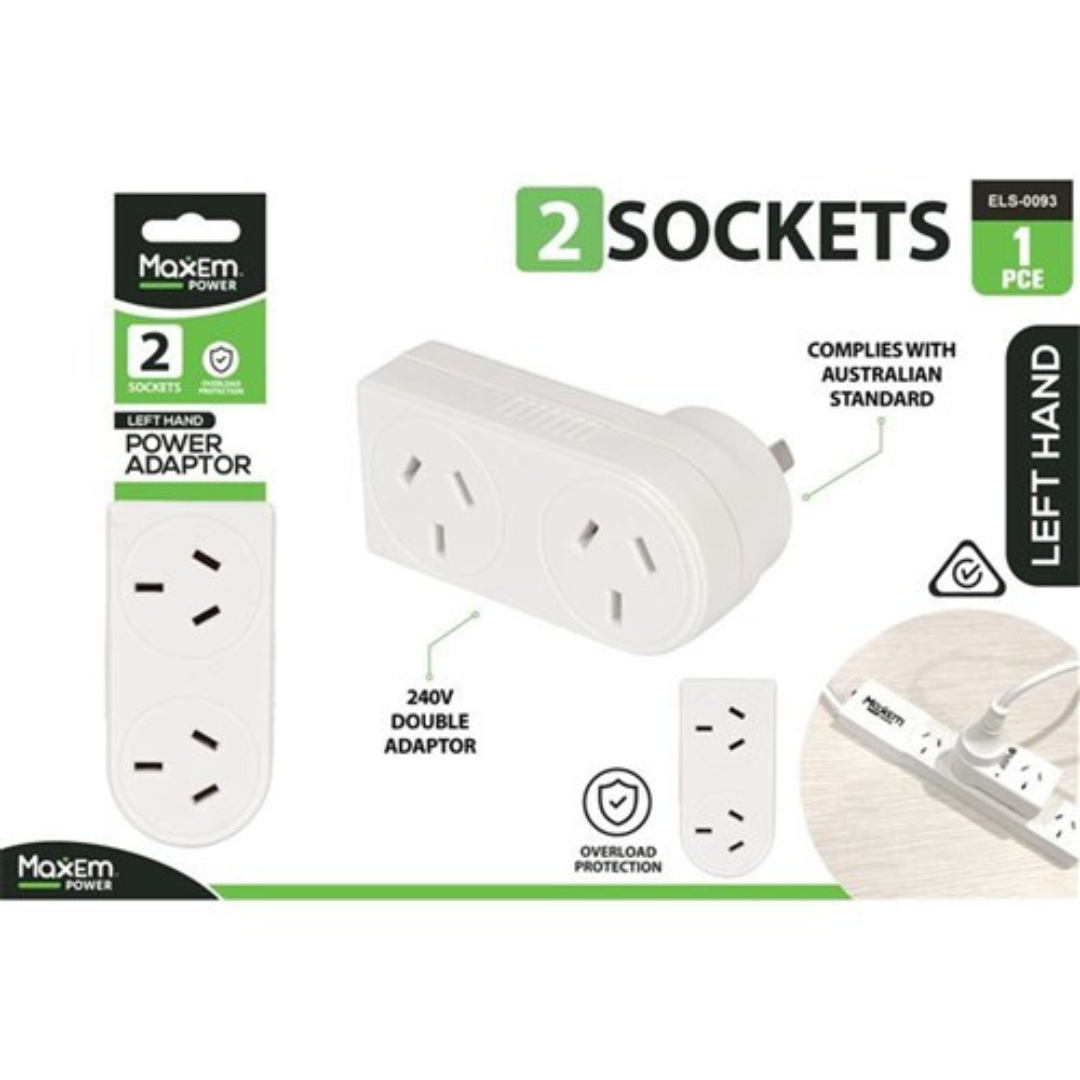 2 Socket Left Hand Side Double Adapter
