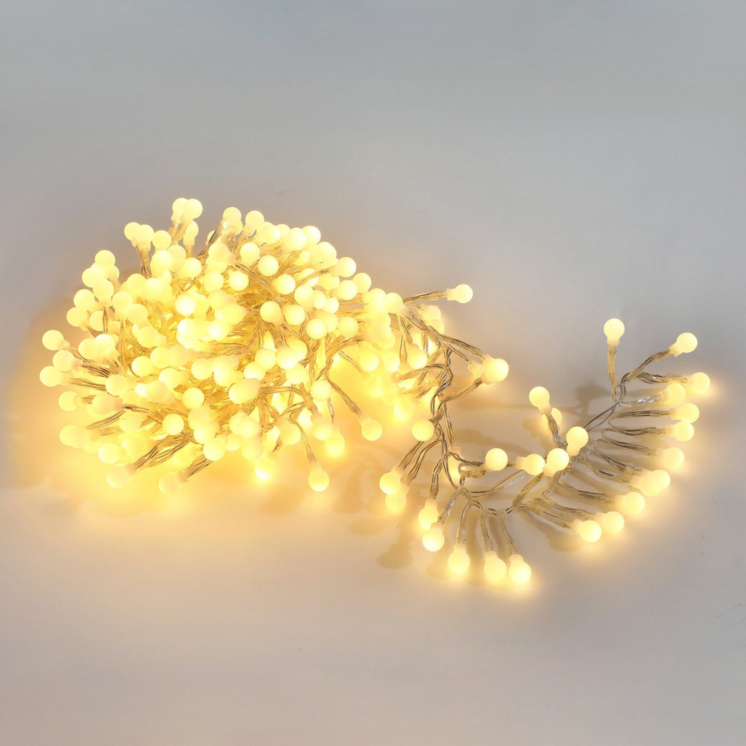 300 LED Connectable Cluster String Light with Cherry Balls Warm White