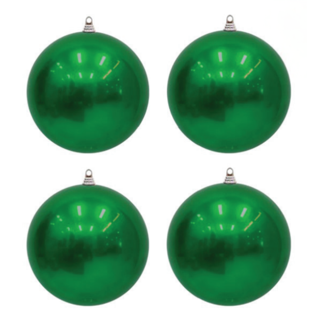 Baubles 100mm 4pk UV Stable Green — Ronis