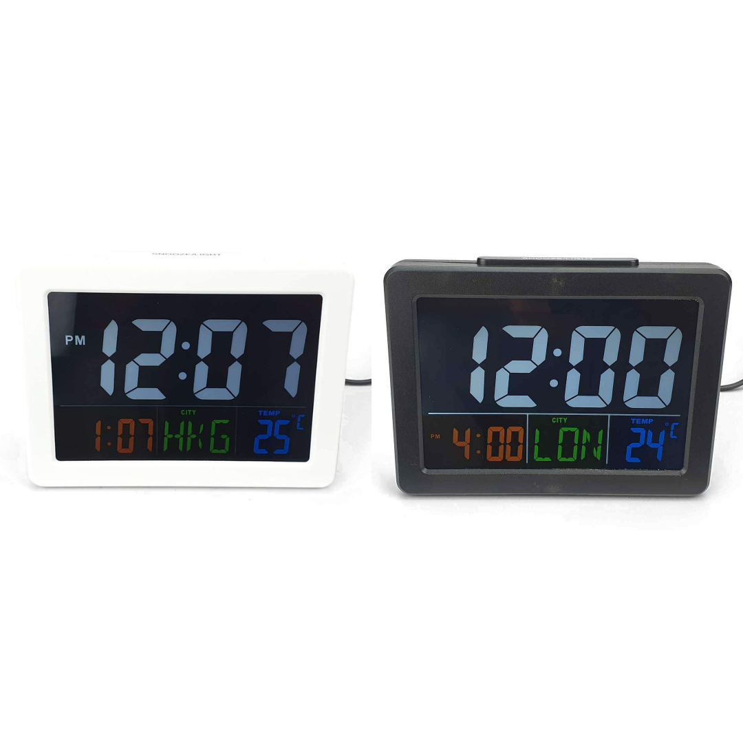 Clock Colour screen LCD table clock Black-White 2 Assorted — Ronis
