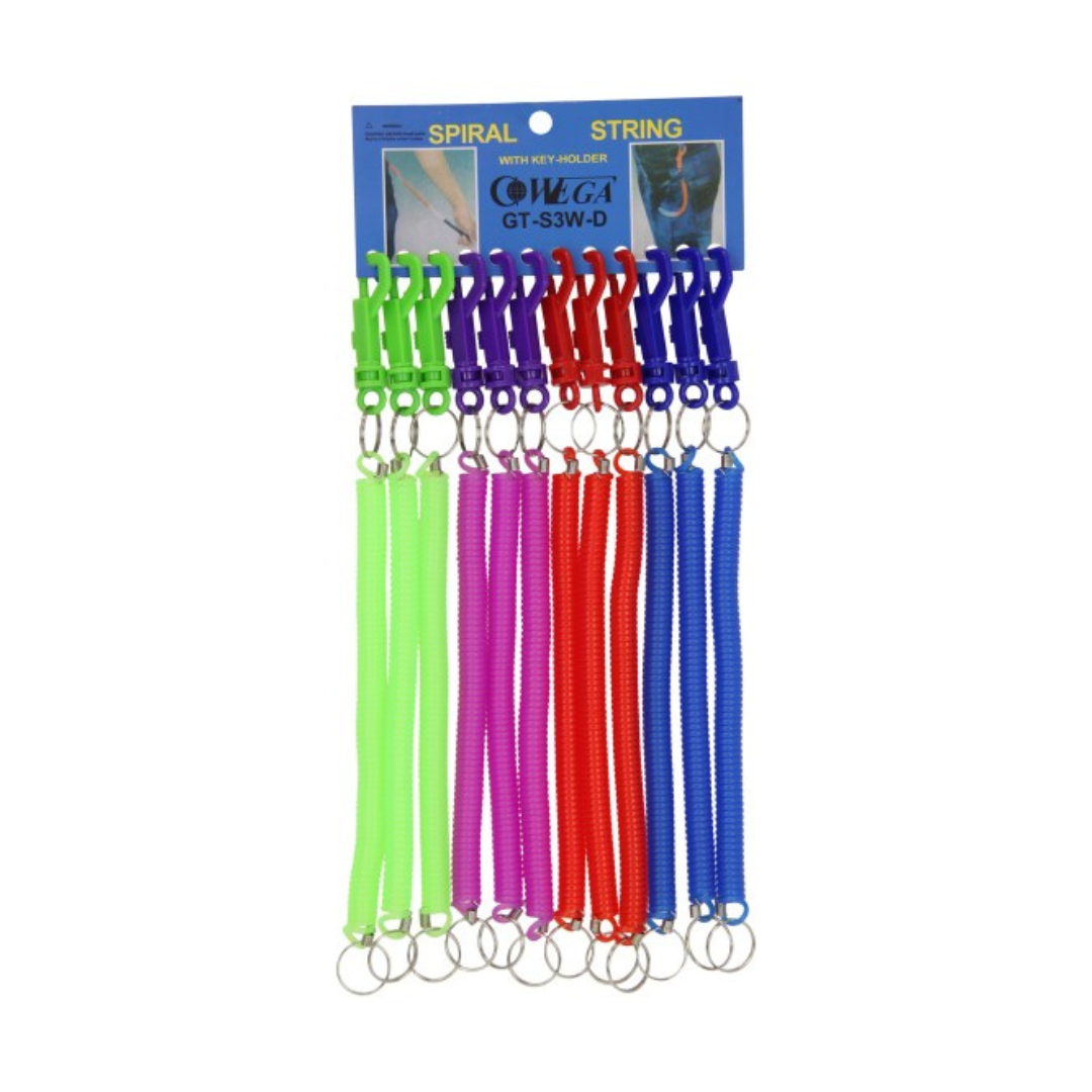 Coloured Spiral Coil Key Ring Assorted