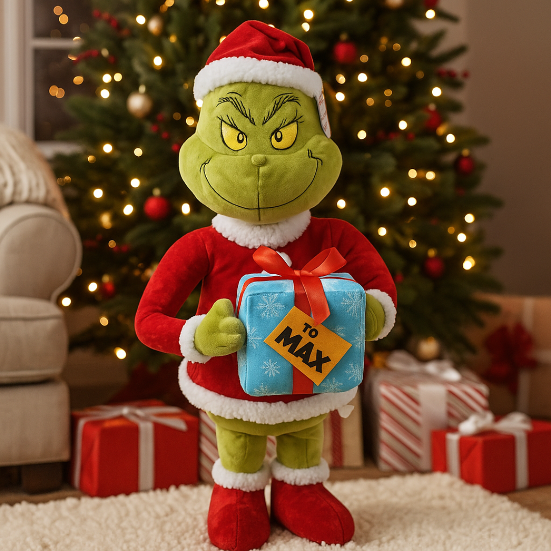Dr. Seuss Holiday Greeter Grinch With Present For Max 56cm — Ronis