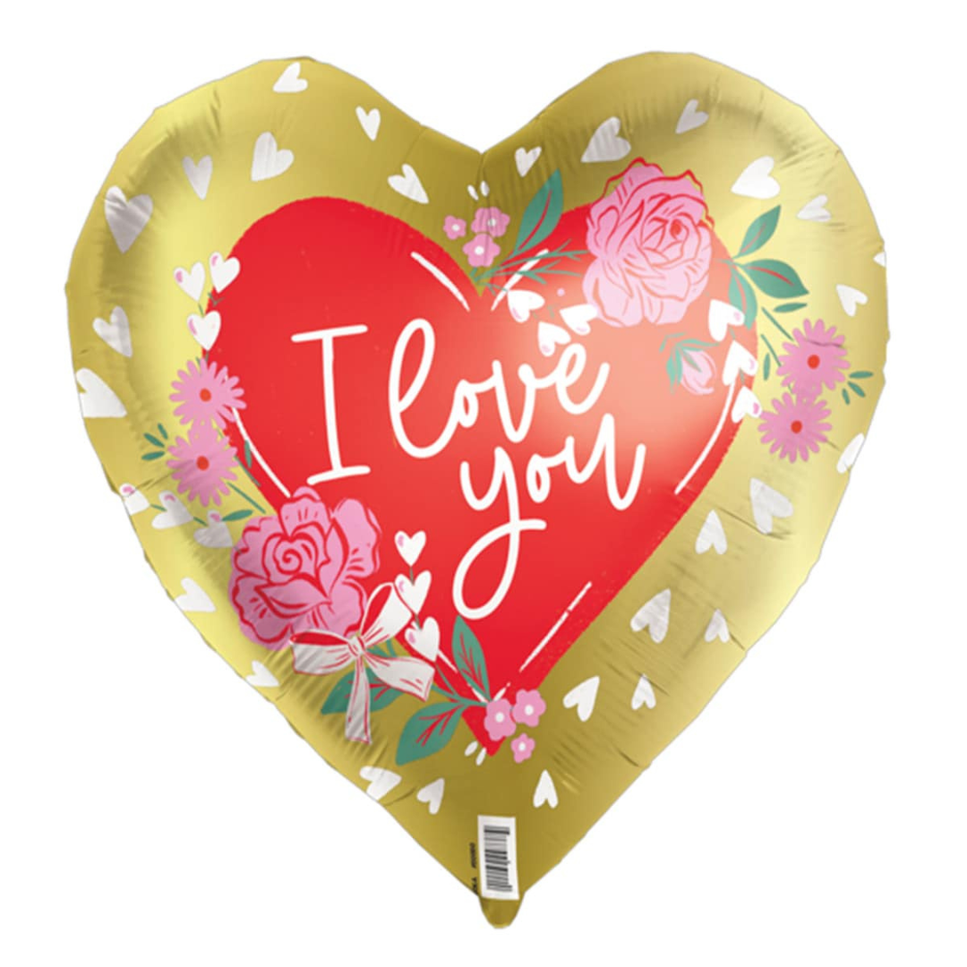 Foil Balloon With Ribbon 43cm I Love You Heart