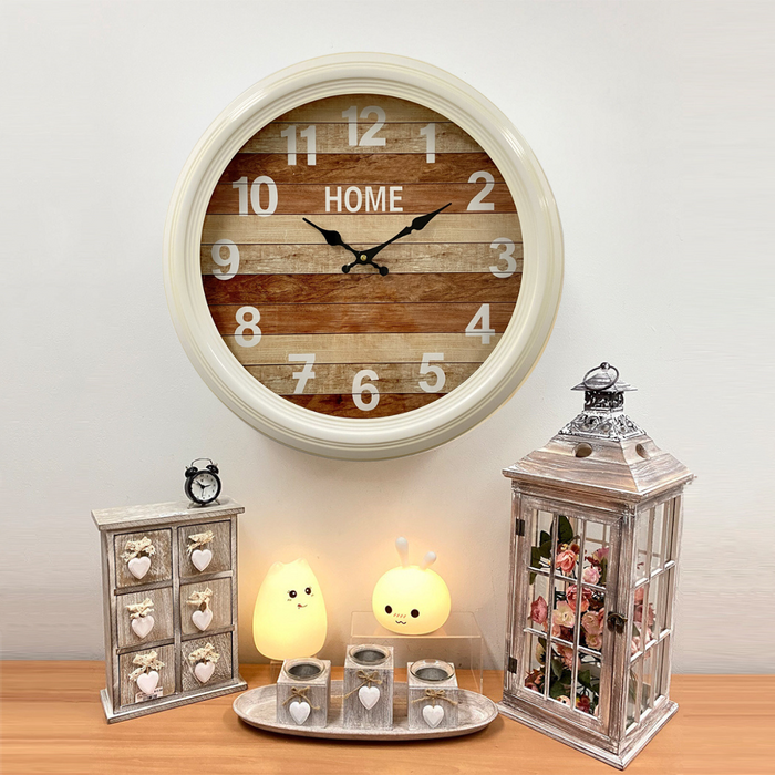 Hamptons Style Metal Frame Wall Clock 46x46x8cm White — Ronis