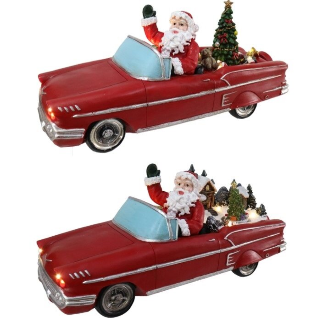 LED Musical Santa Hot Rod Car Rotating Scene Assorted — Ronis