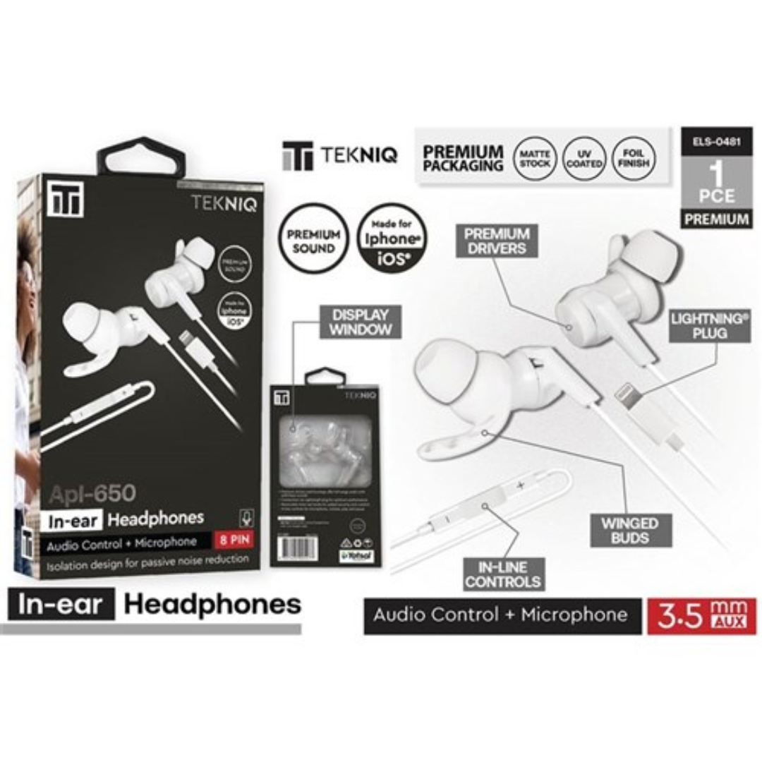 Lighting ISO Earphone with Mic and Volume