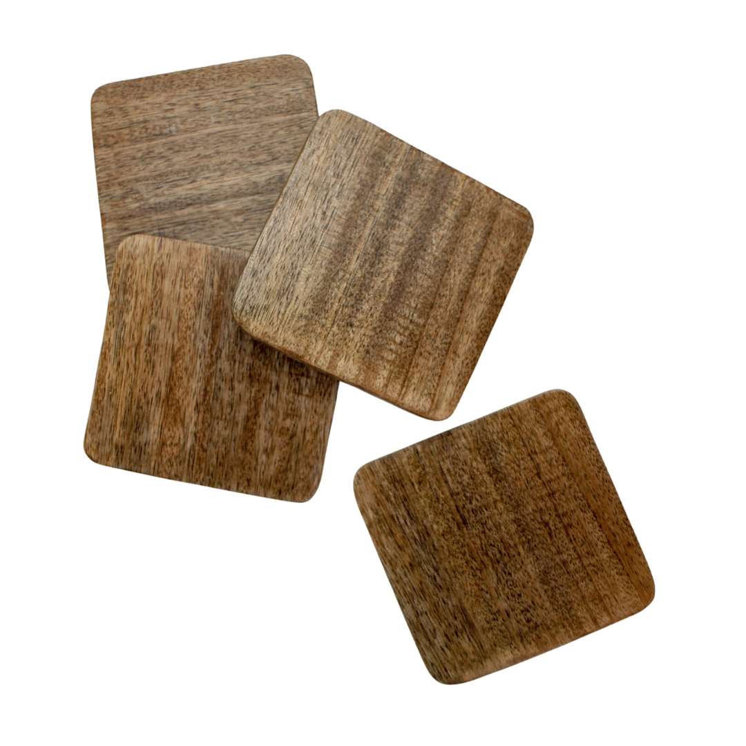 Mango Wood Coasters 10cm Set of 4