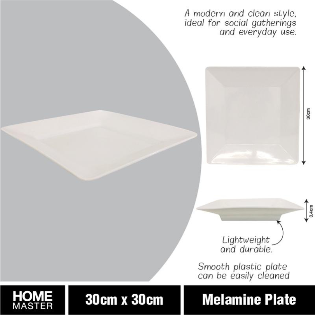 Melamine Platter Tray Plate Square 30x3.4cm White