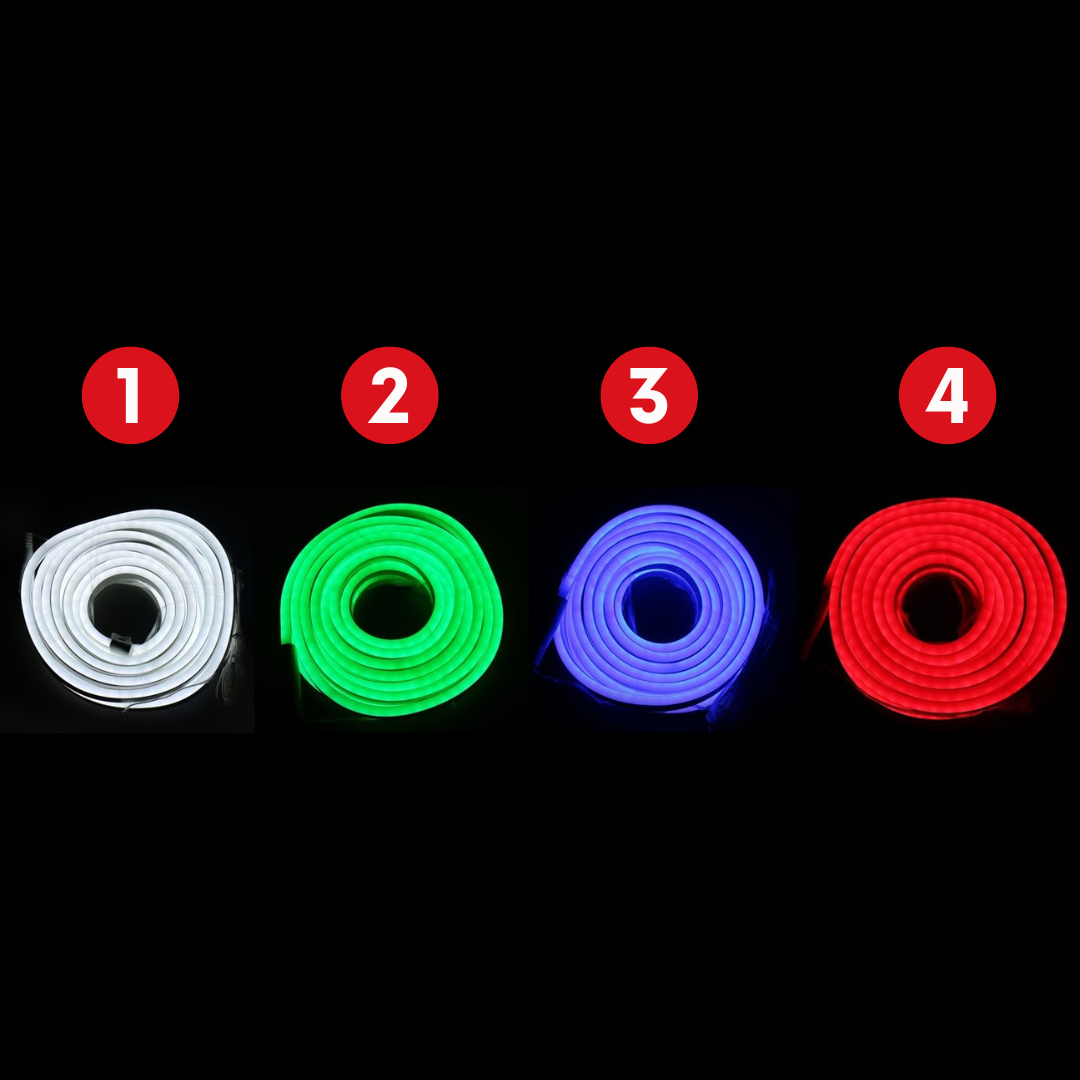 Neon LED Flex Strip Light 5m 4 Asstd