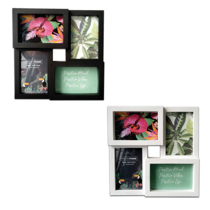 Photo Frame Josie Black & White Collage 4 Window 28.7x28.7x2.5cm Assor