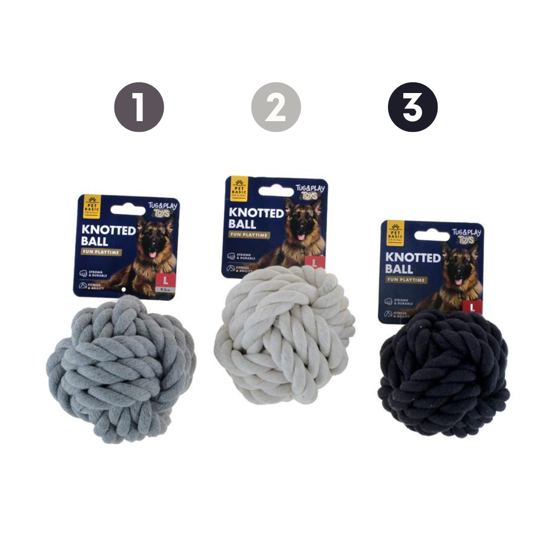 Rope Toy Knotted Ball Large 93mm 3 Asstd