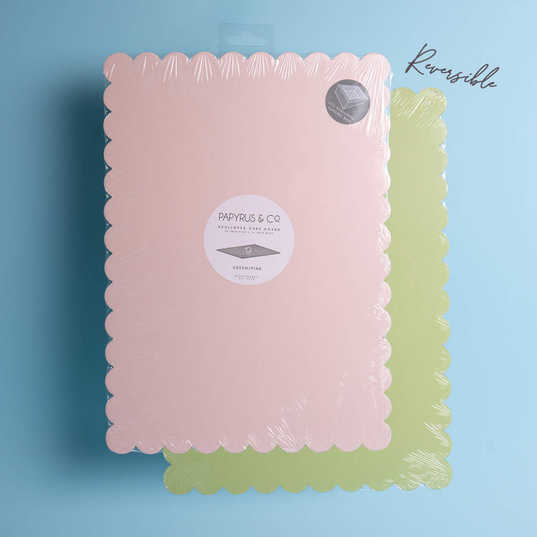 Scalloped Rectangular Cake Boards Dual Colour Pink & Green — Ronis