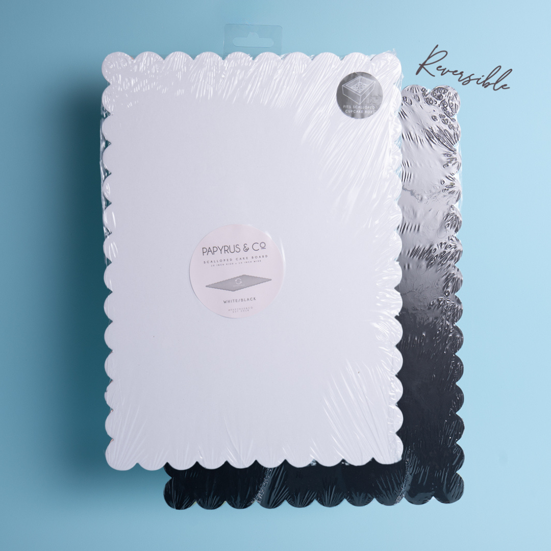 Scalloped Rectangular Cake Boards Dual Colour White & Black
