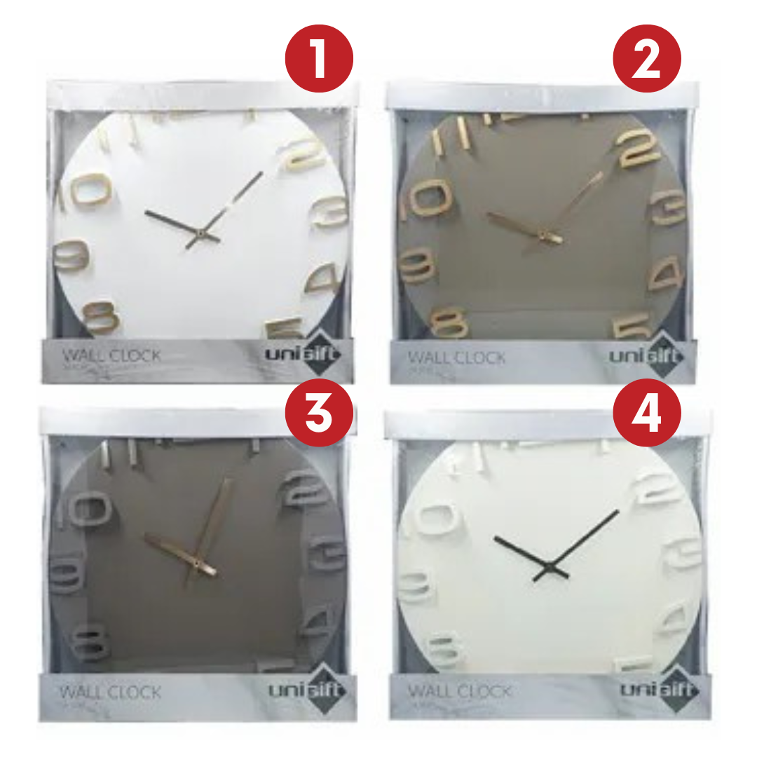 Shadow Clock 34.5cm 4 Asstd