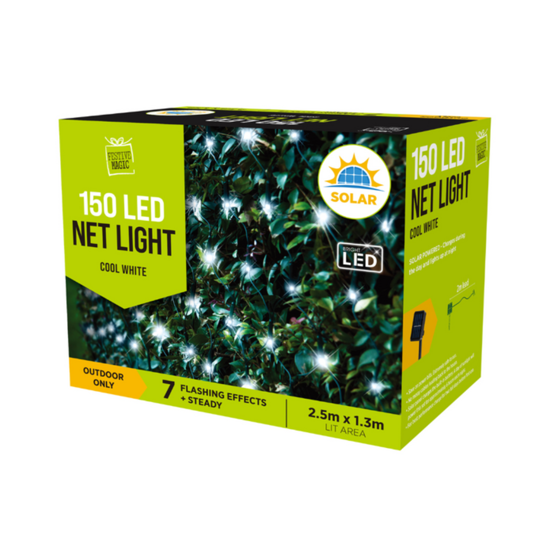 Solar LED Net Lights 150 Cool White — Ronis