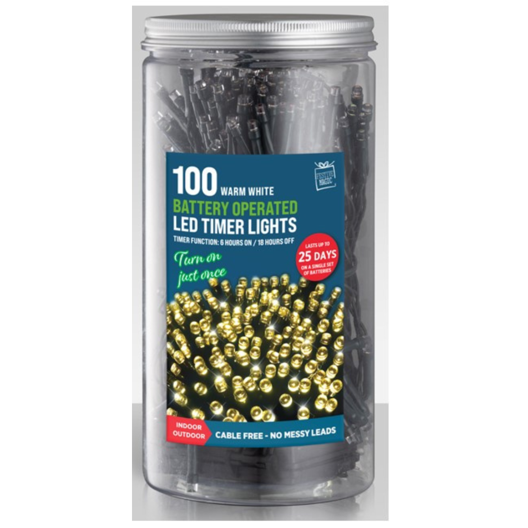 Timer Lights LED 100 Battery Operated in Jar Warm White — Ronis