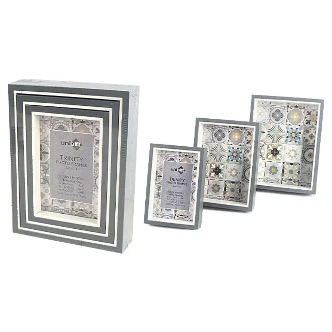 Trinity Frame MDF Grey/White Set of 3