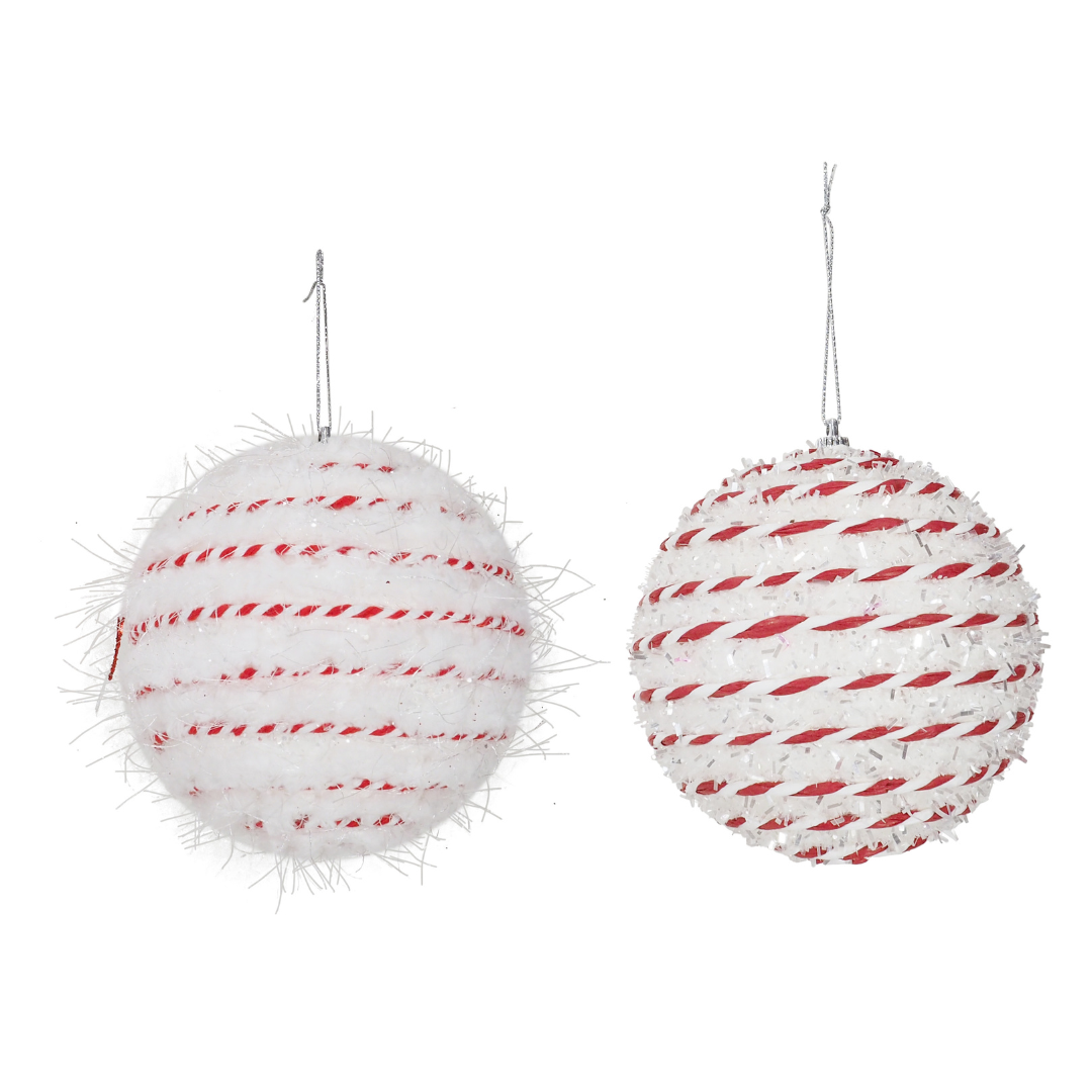 Candycane Rope Bauble White Assorted
