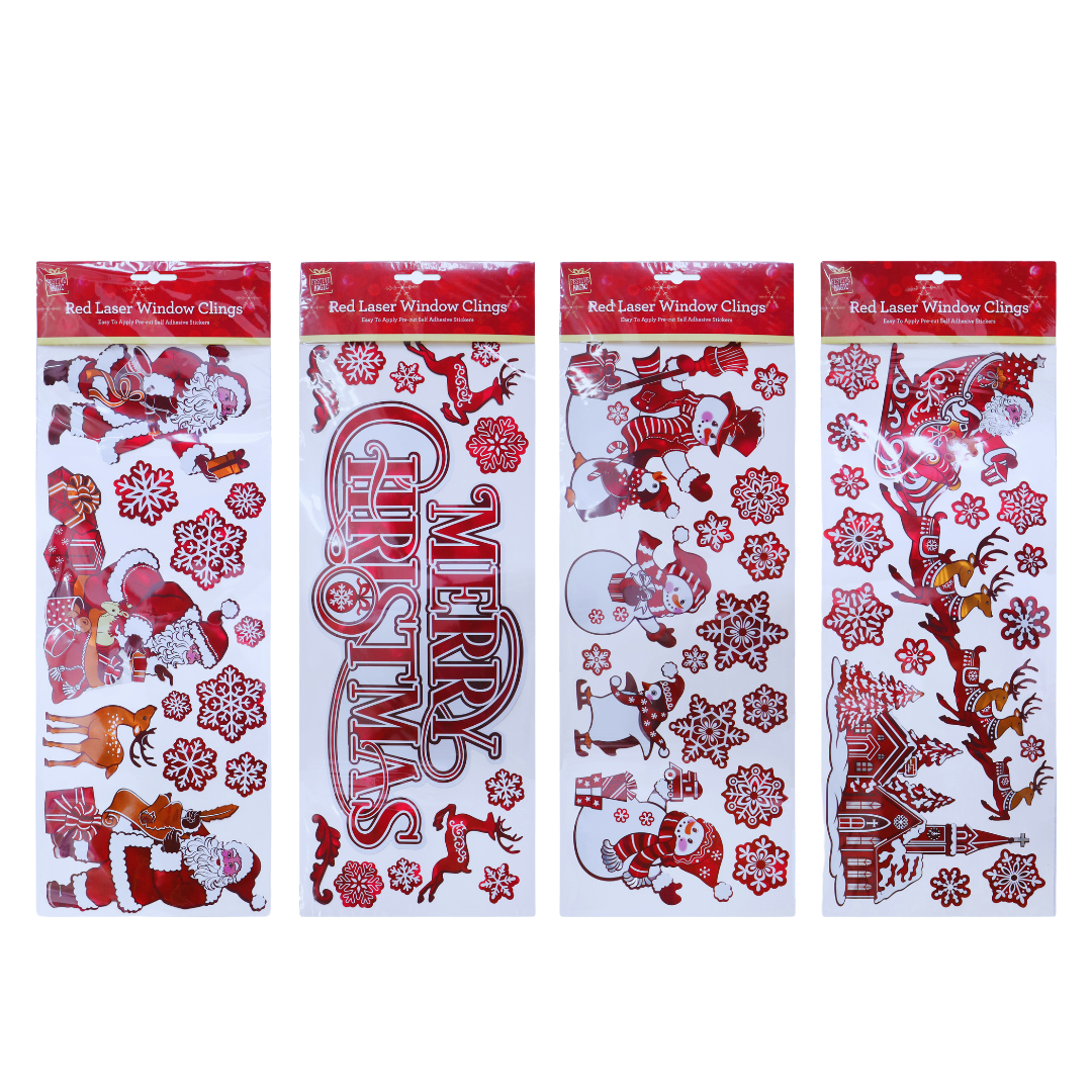Red Laser Window Clings Assorted — Ronis
