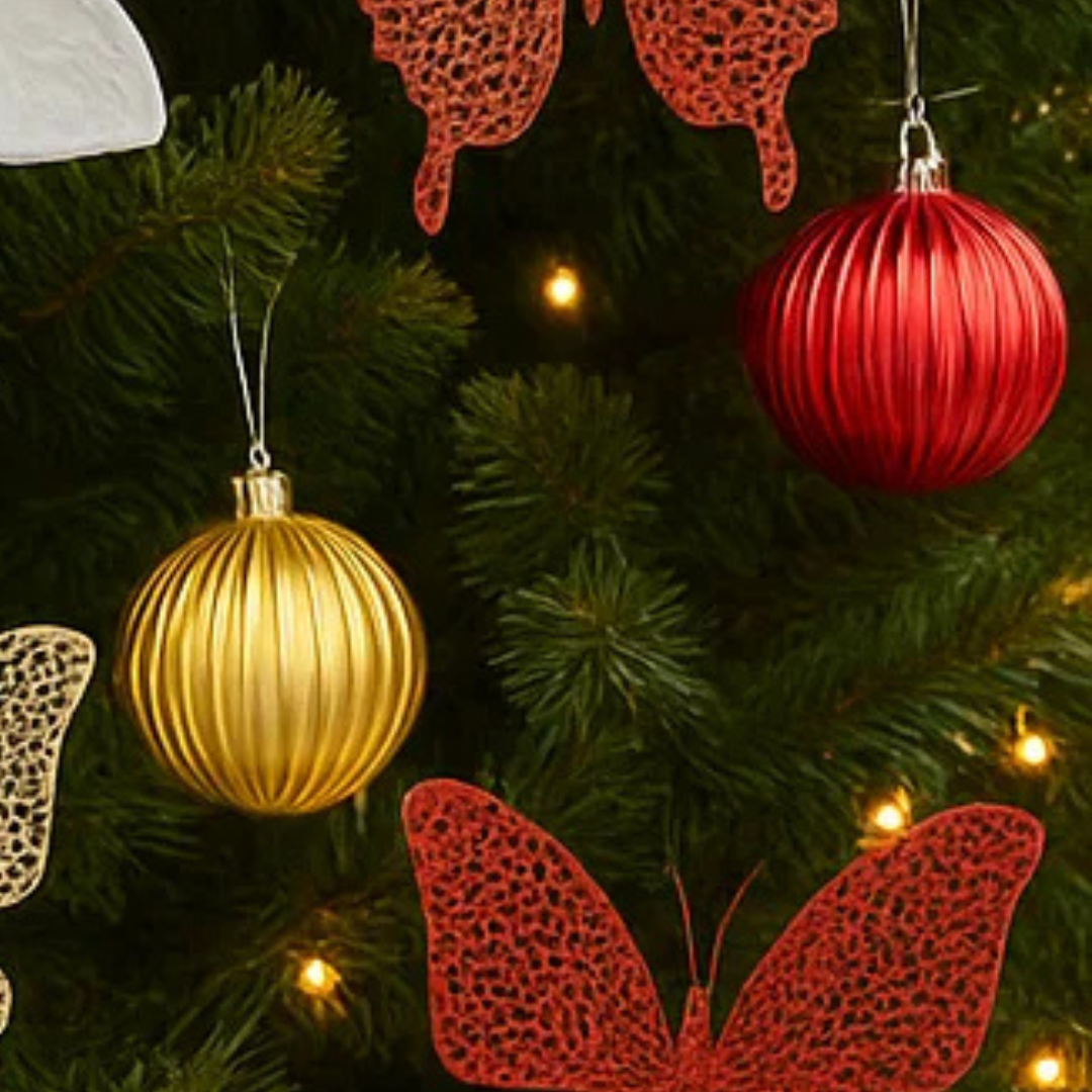 Ribbed Shiny Matte Bauble 15cm / Elegant Christmas Tree Ornament — Ronis