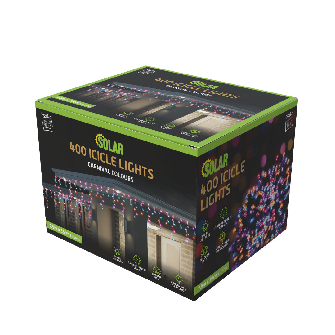 Solar LED Icicle Lights 400 Carnival - Roni's — Ronis