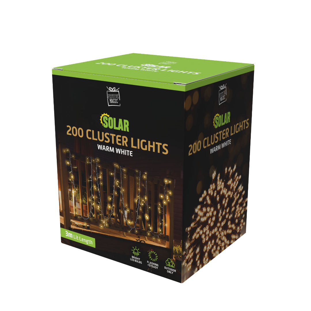 Solar LED Cluster Lights 200 Warm White - Roni's — Ronis