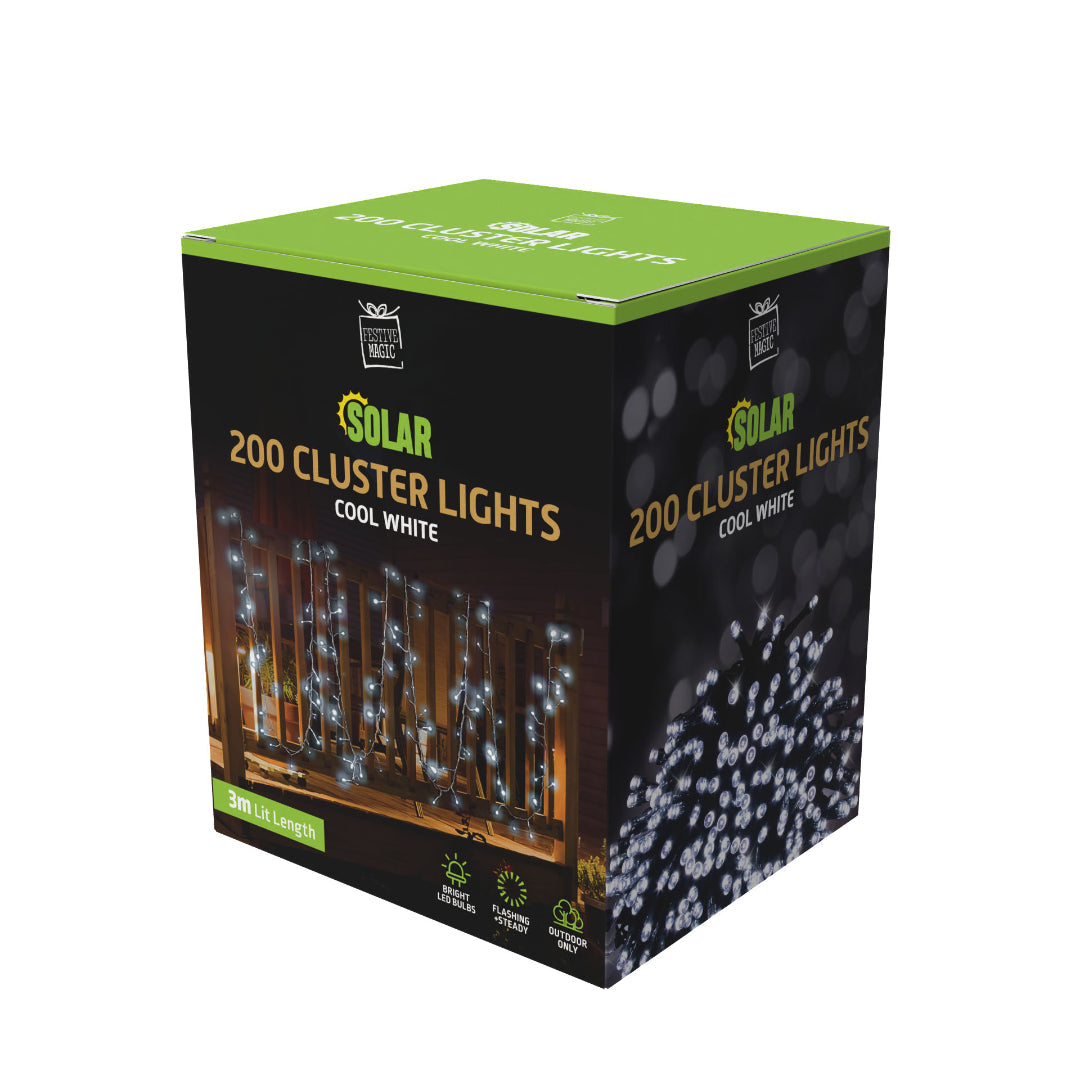 Solar LED Cluster Lights 200 Cool White - Roni's — Ronis