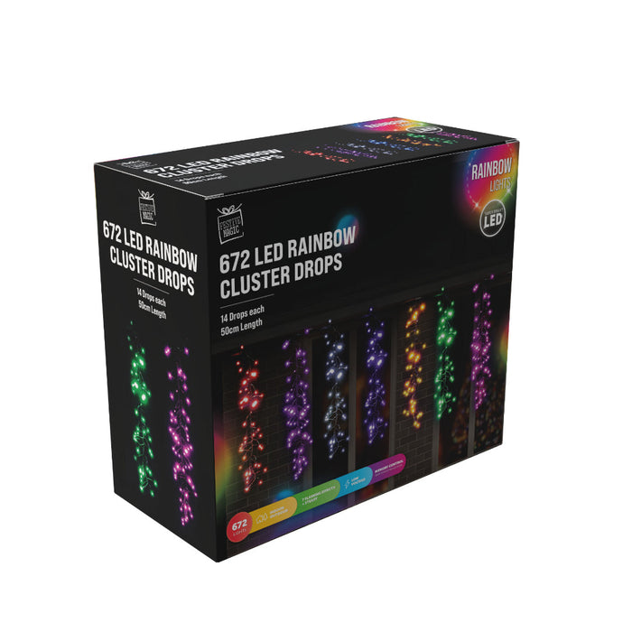 LED Rainbow Cluster Drops 672 Lights 5.2m - Roni's