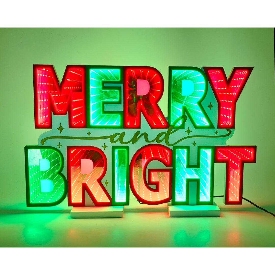LED Infinity Merry Bright Sign 45x29cm - Roni's