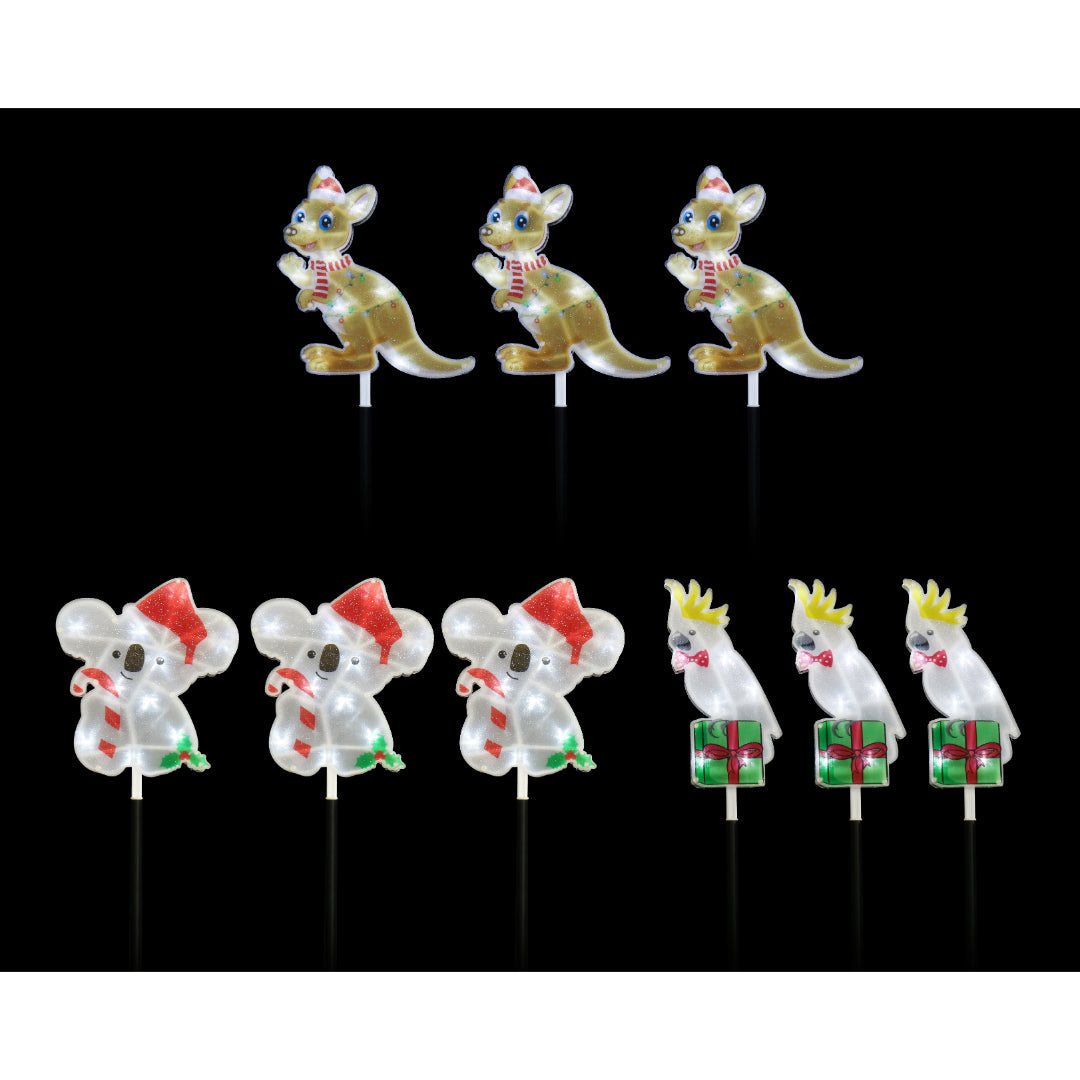 Solar Laser PVC Path Lights Aussie 3pk Assorted - Roni's