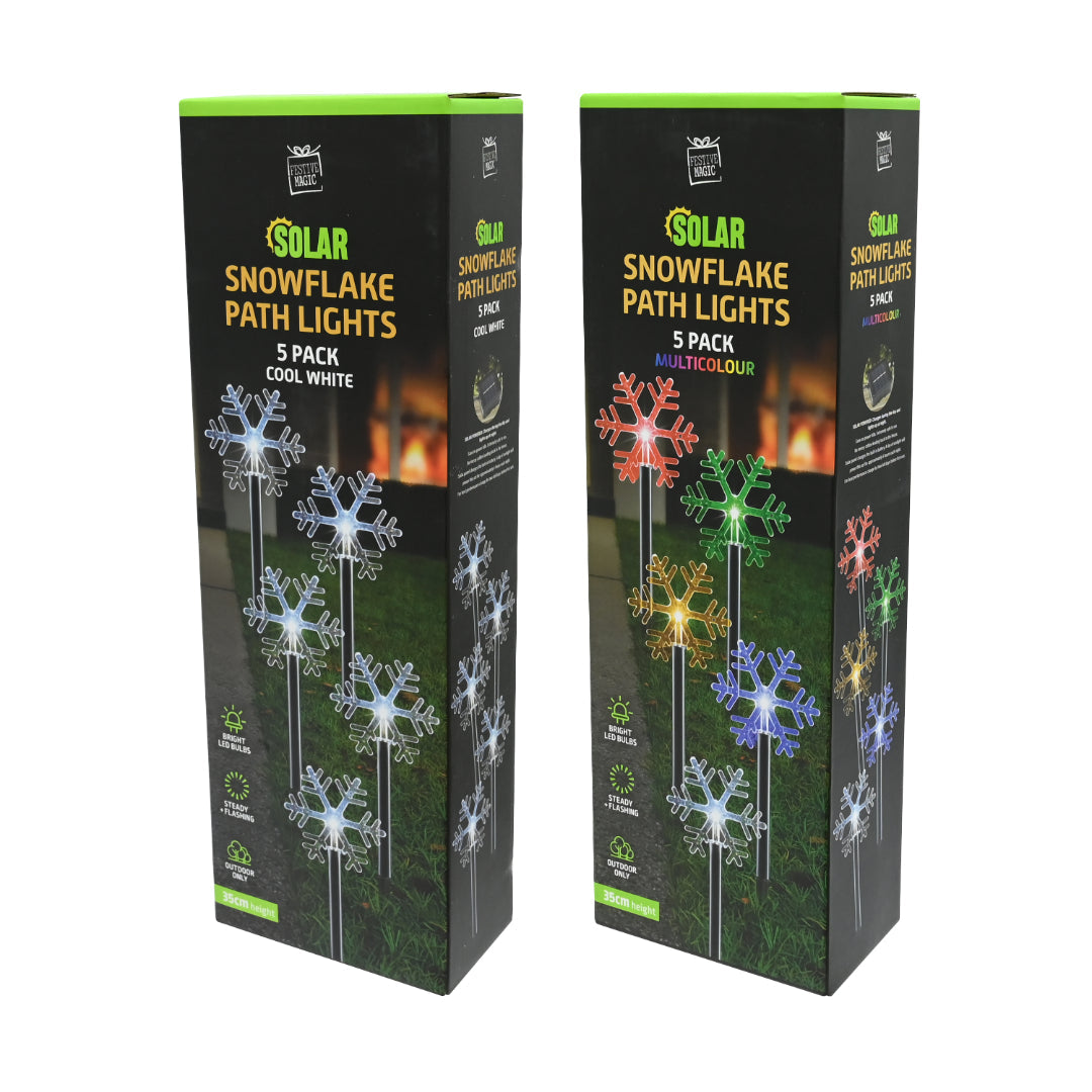 Solar LED Snowflake Path Lights 5pk Assorted - Roni's — Ronis