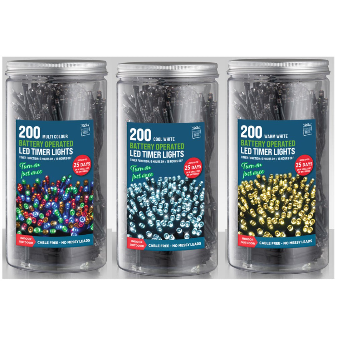 Timer Lights LED 200 B/OP In Jar Assorted - Roni's — Ronis