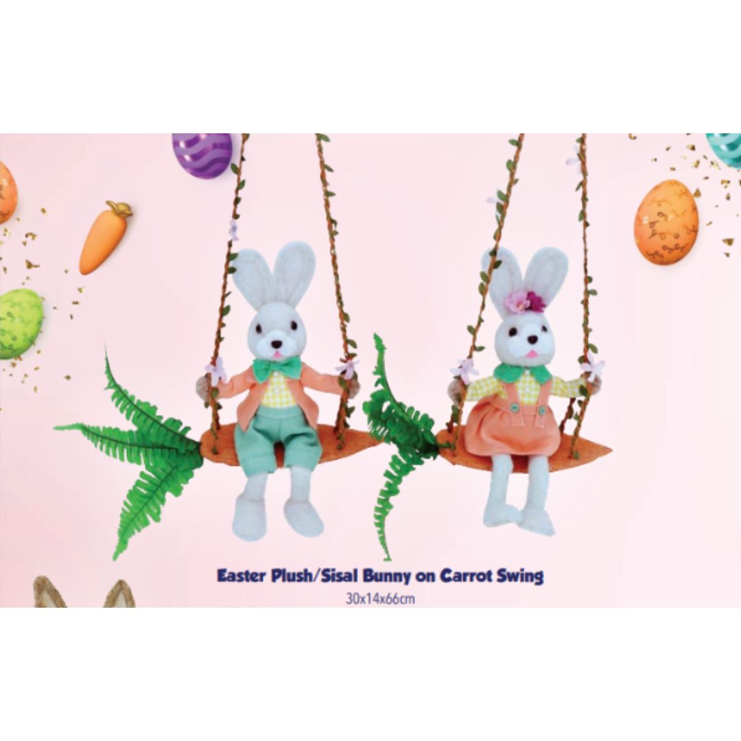 Easter Plush Sisal Bunny on Carrot Swing
