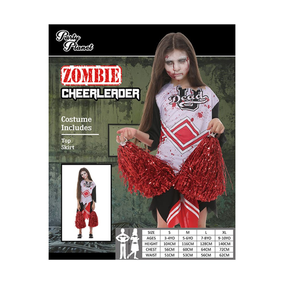 Girls Zombie Cheer Leader Costume 2 Asstd