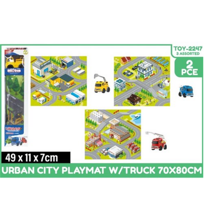 Urban City Playmat with Truck 70x80cm Asst 2Pce