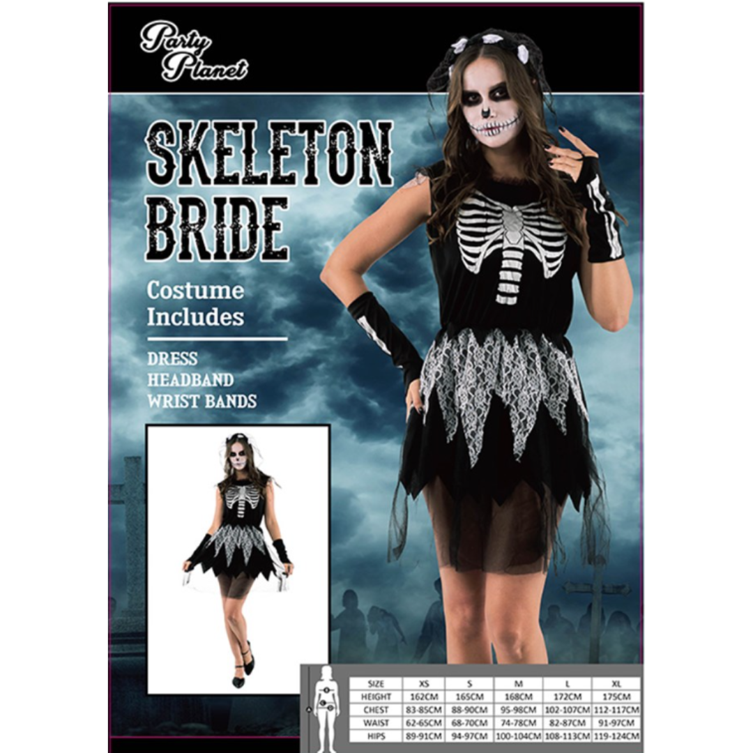 Woman Skeleton Bride Costume | Medium and Large — Ronis