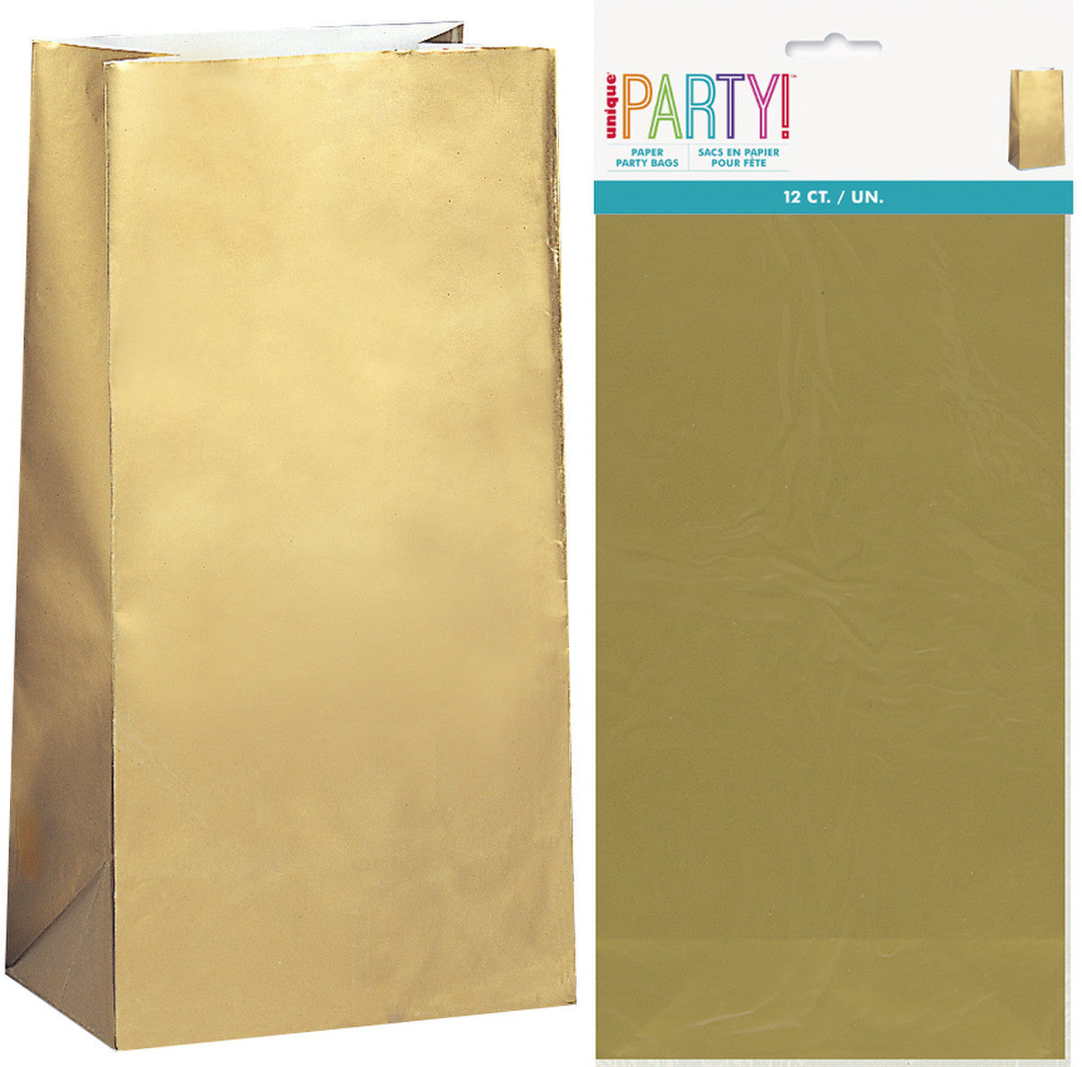 10 Paper Bags - Gold - 26cm H x 13cm W — Ronis