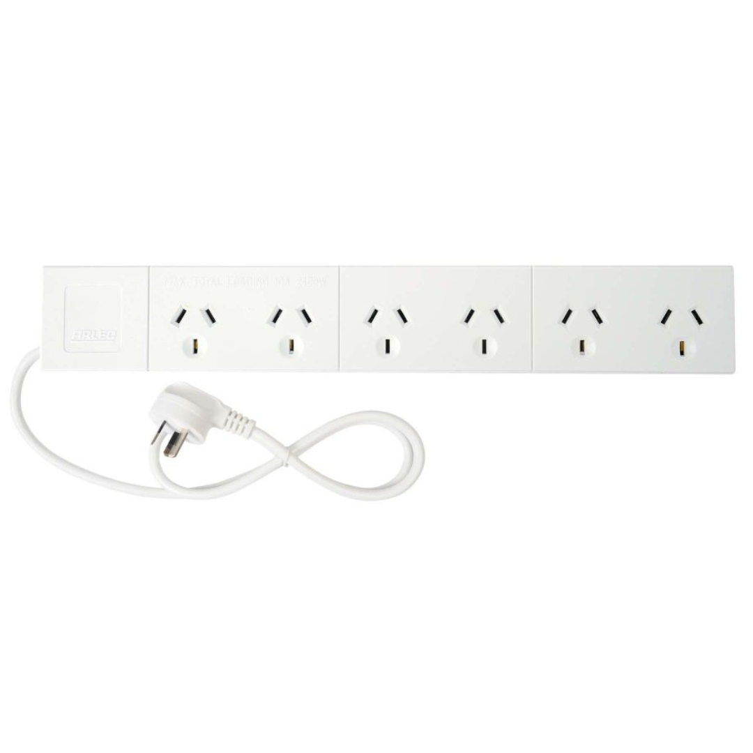 6 Way Power Board White