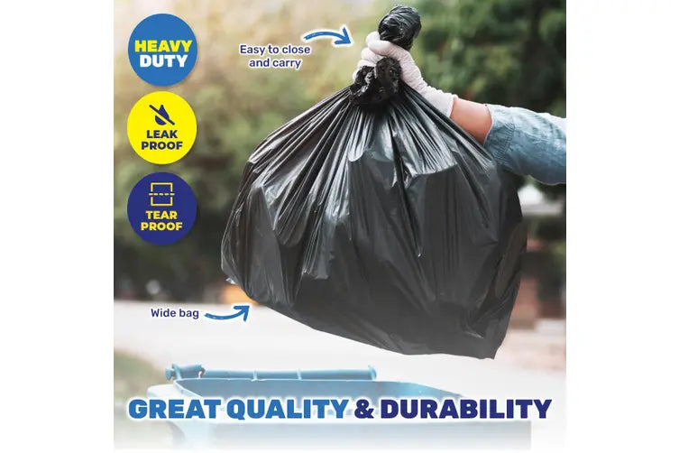 Bin Liner Garbage Bag 90L Black 10pk