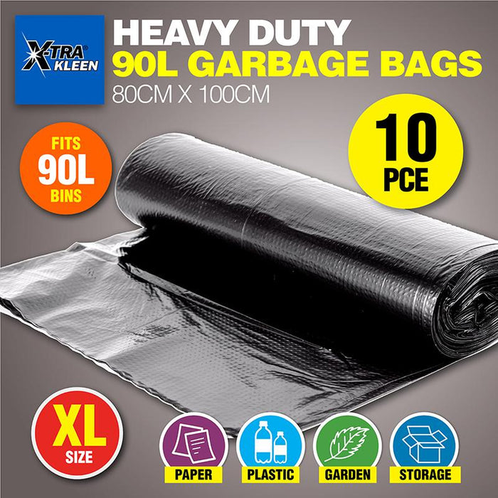 Bin Liner Garbage Bag 90L Black 10pk