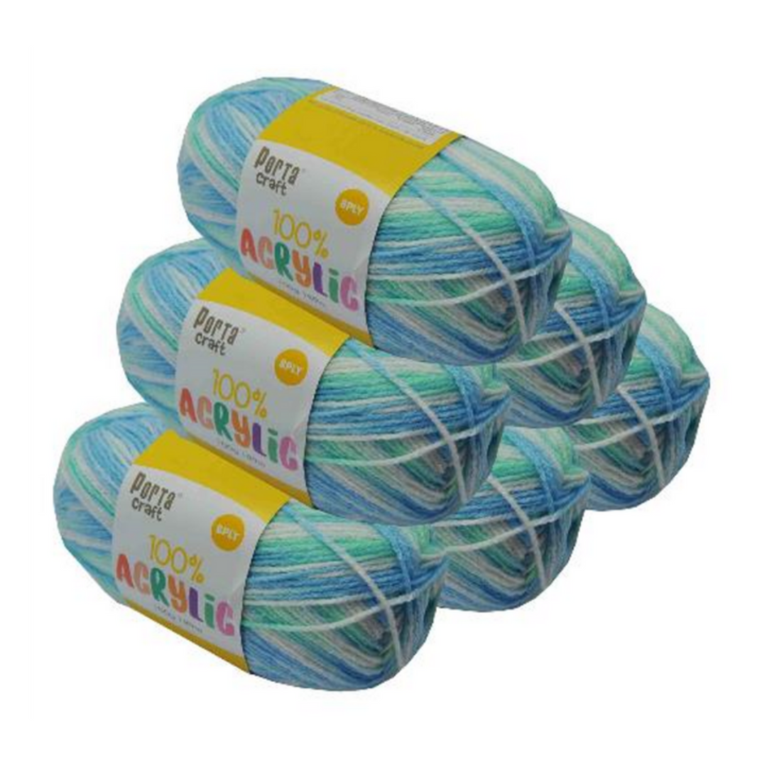 Acryl Yarn 100g 189m 8ply Multi 29 Sea Shimmer