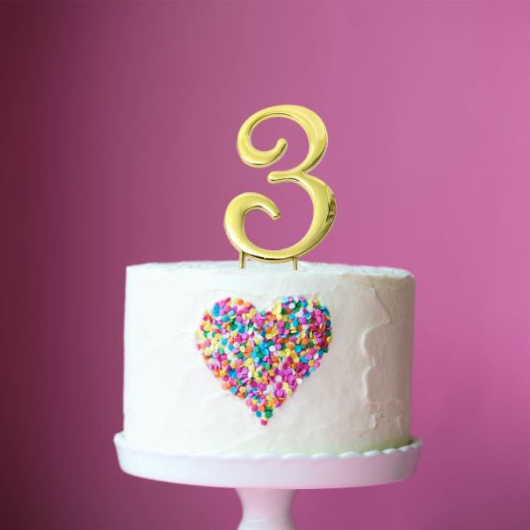 Cake Topper Number 3 Cake Topper - Gold 7Cm — Ronis