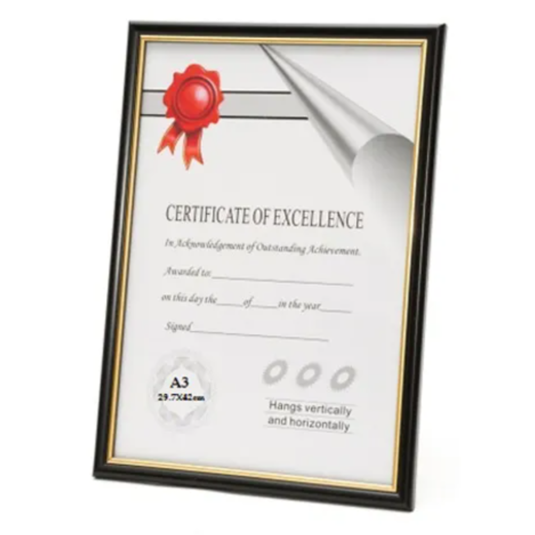 A3 Certificate Frame Blk Gold — Ronis