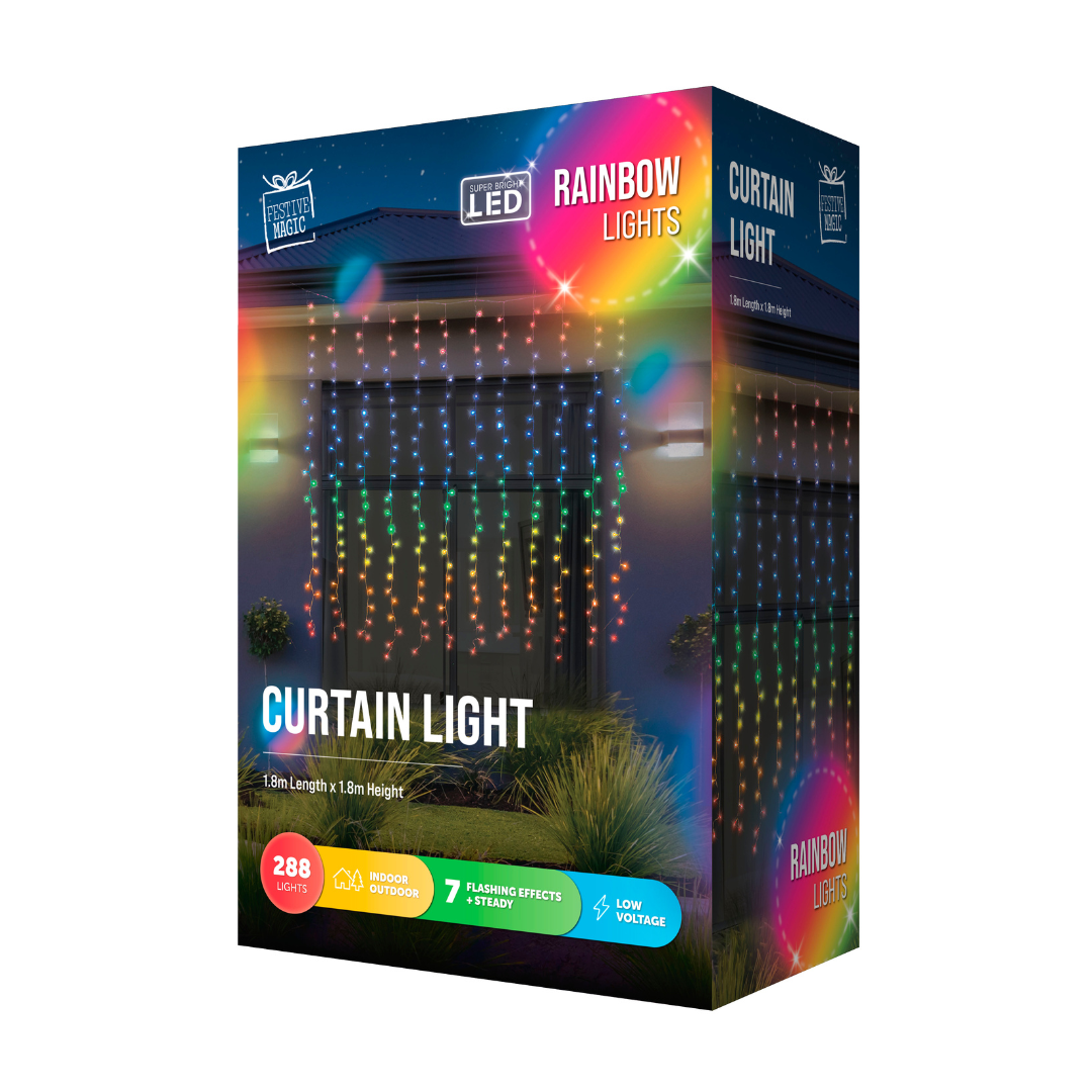LED Curtain Lights Flashing Rainbow — Ronis
