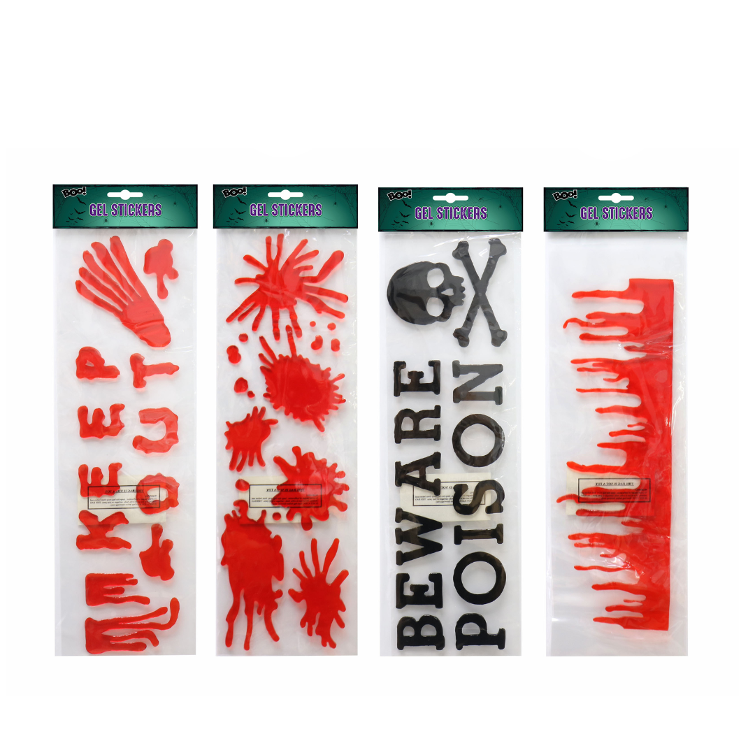 Bloody Warning Gel Stickers 50Cm Asst