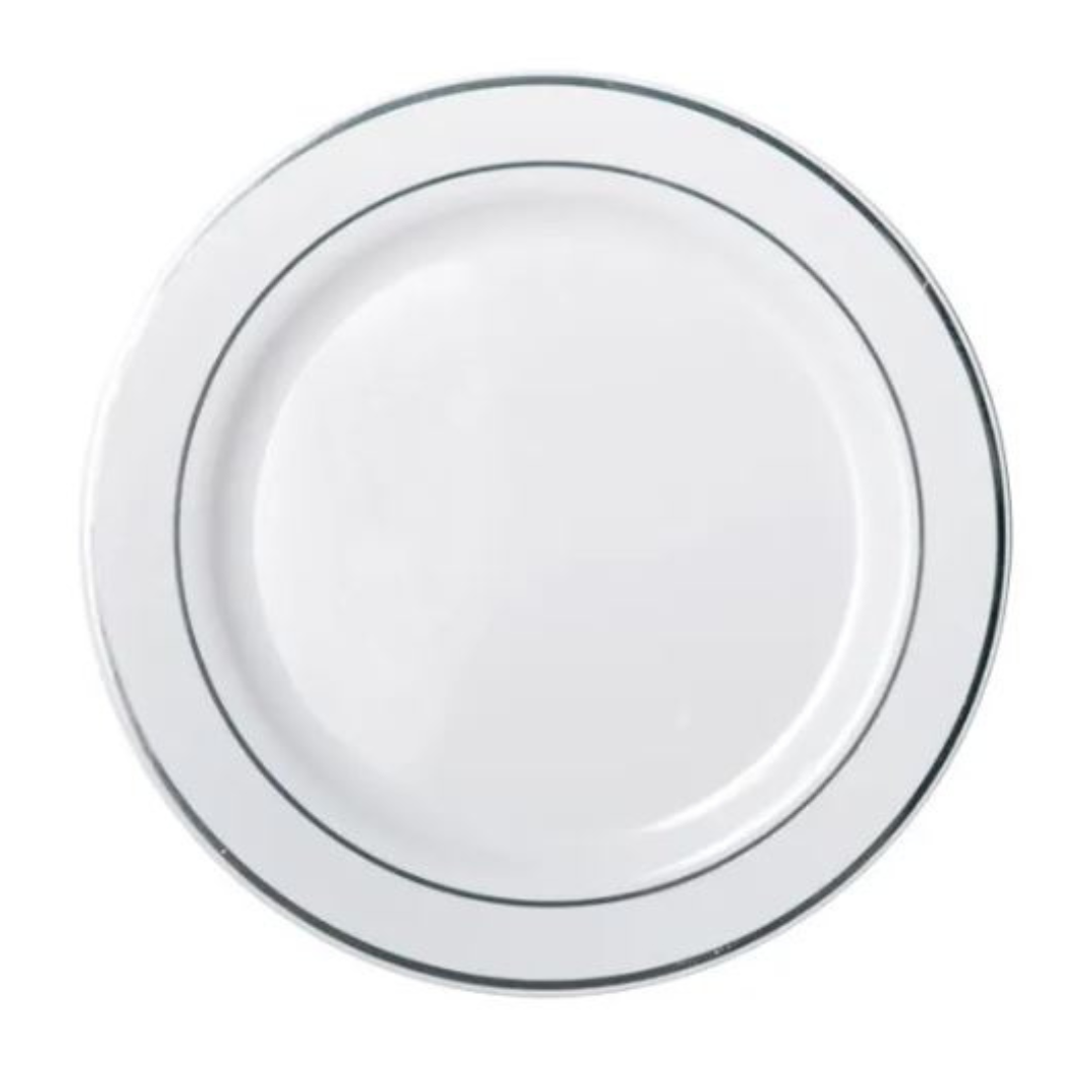 Heavy Duty Dinner Plate With Silver Lining 26cm Pk6 — Ronis
