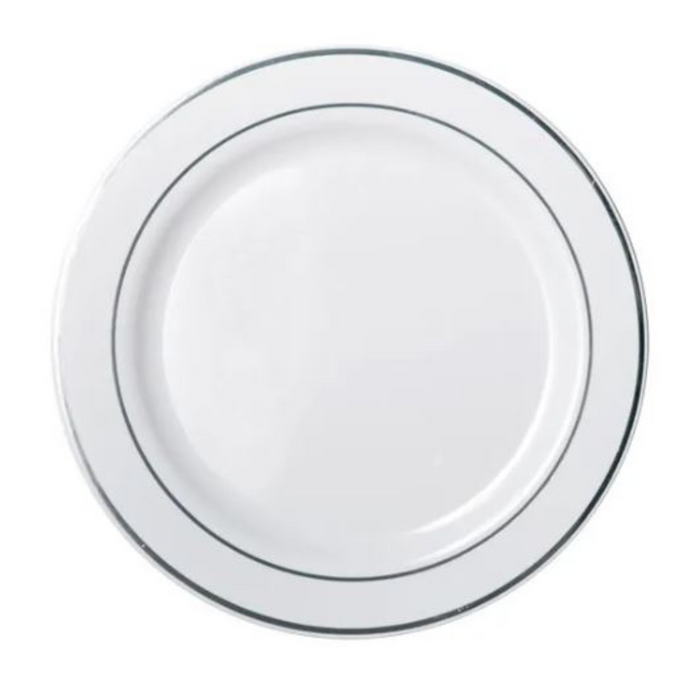 Heavy Duty Dinner Plate With Silver Lining 26cm Pk6