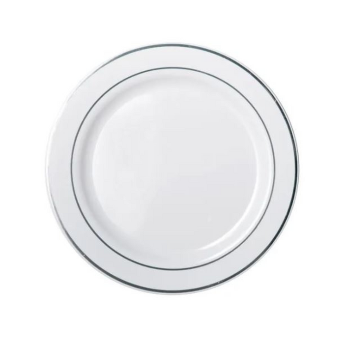 Heavy Duty Lunch Plate With Silver Lining 19cm